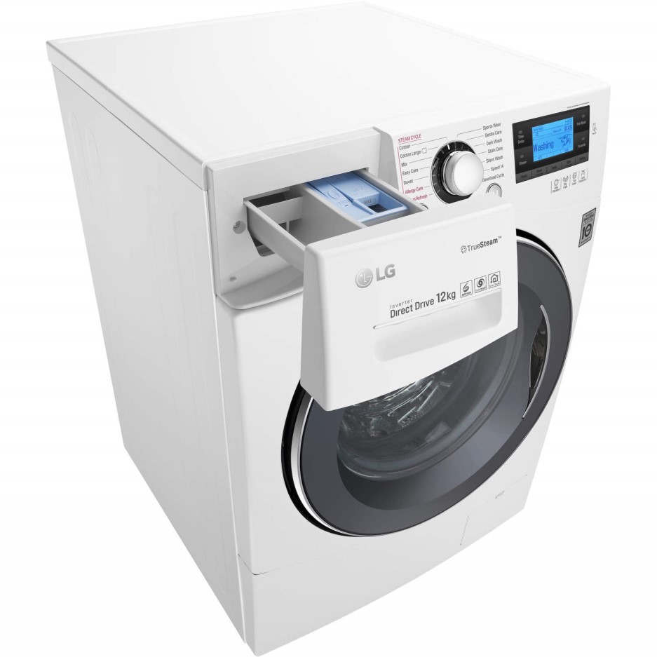 LG FH495BDS2 Direct Drive 12kg 1400rpm Freestanding Washing Machine With Steam White ...