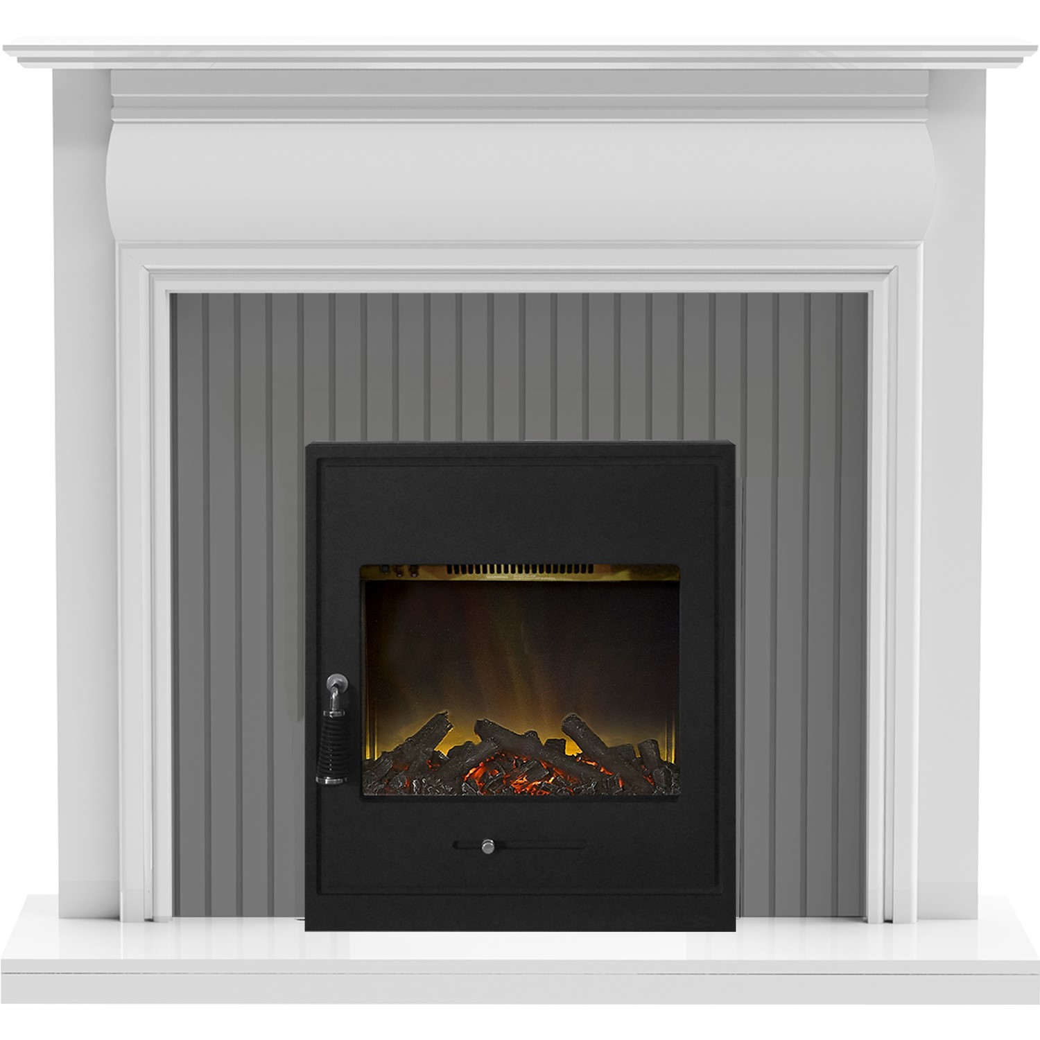Adam Westminster Fireplace in White & Galaxy Grey with Oslo Electric ...