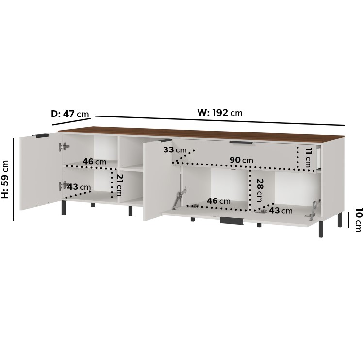 Cream TV Unit with Storage Cupboards - TV's up to 70" - California ...