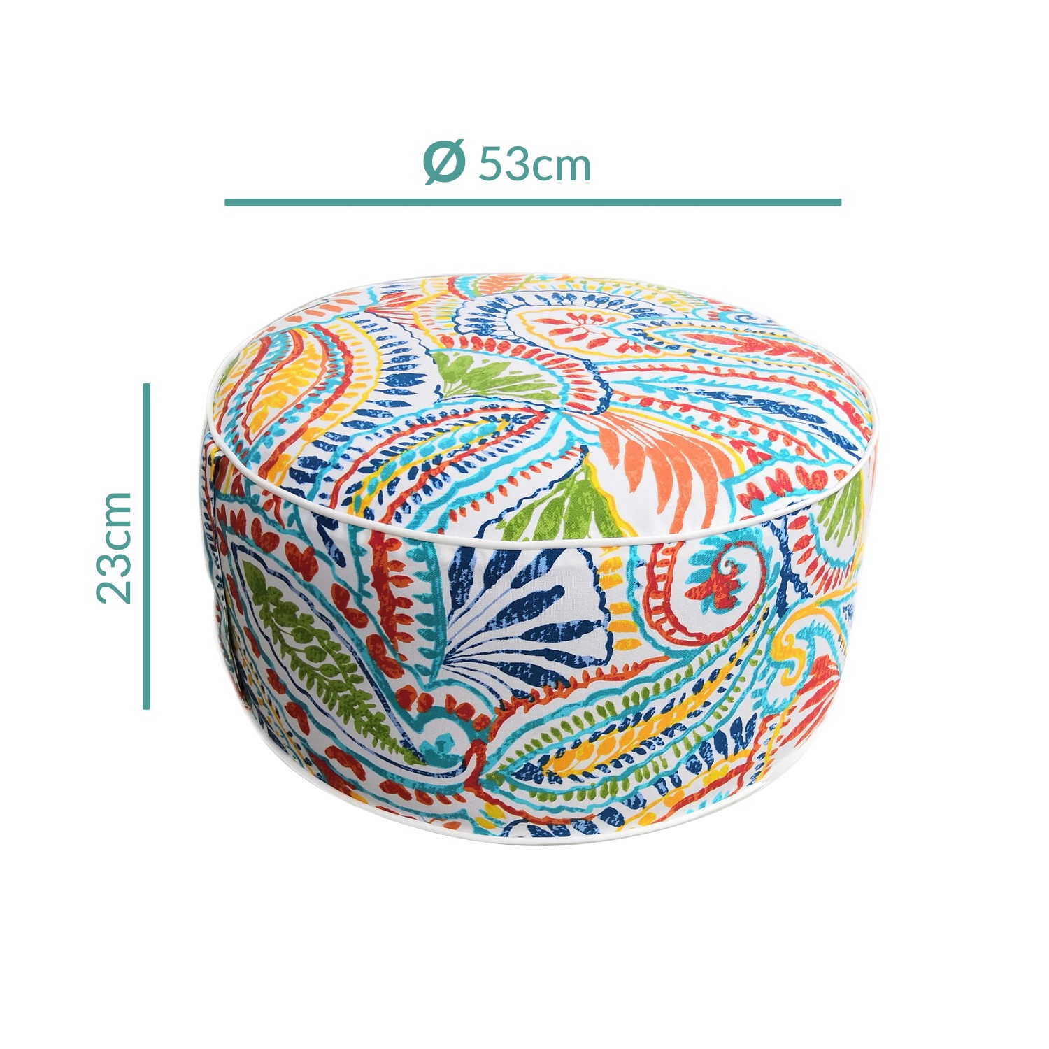 Outdoor Portable Pouffe with Multi Paisley Print - Inflatable ...