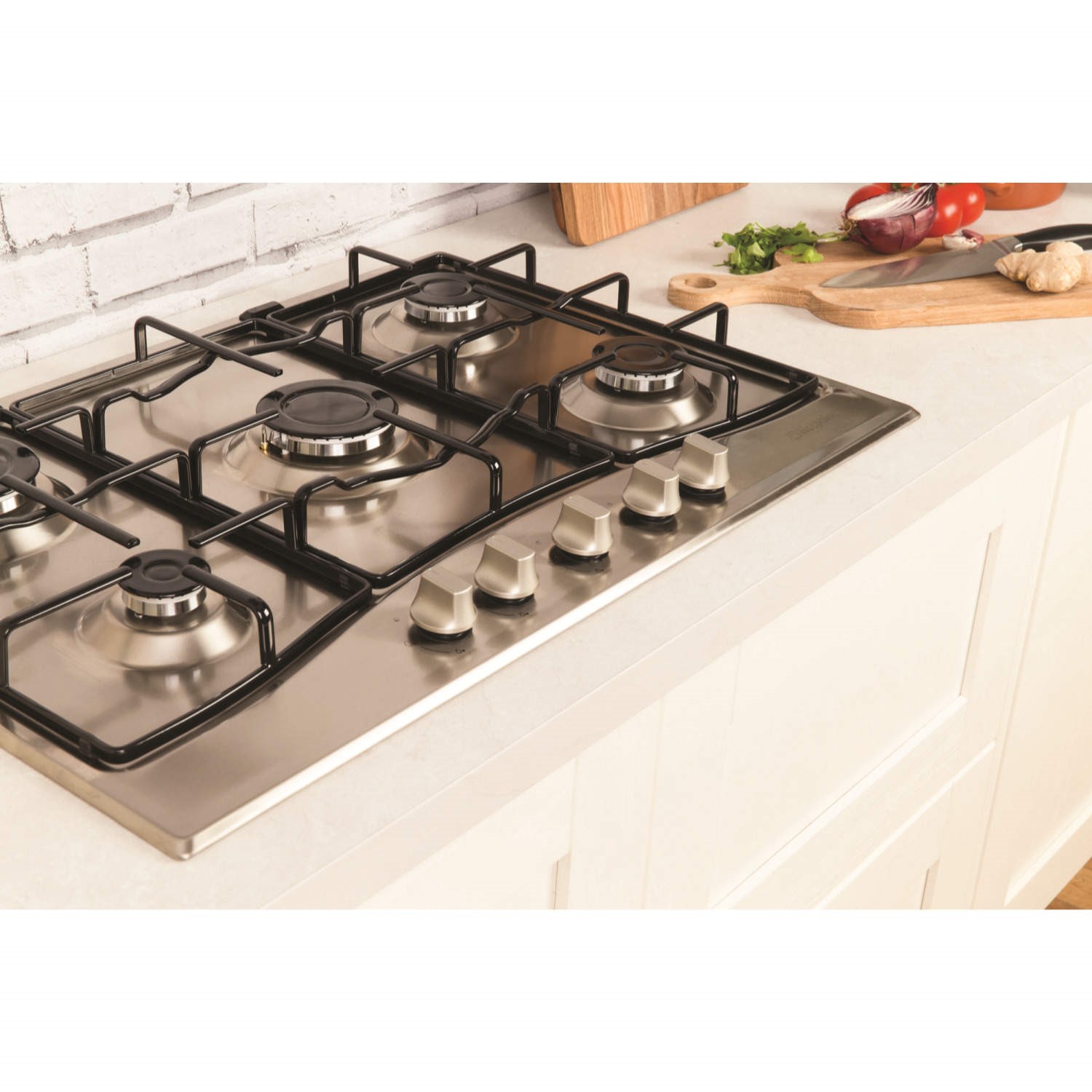 Hotpoint GC750X 75cm Wide Five Burner Gas Hob - Stainless Steel ...
