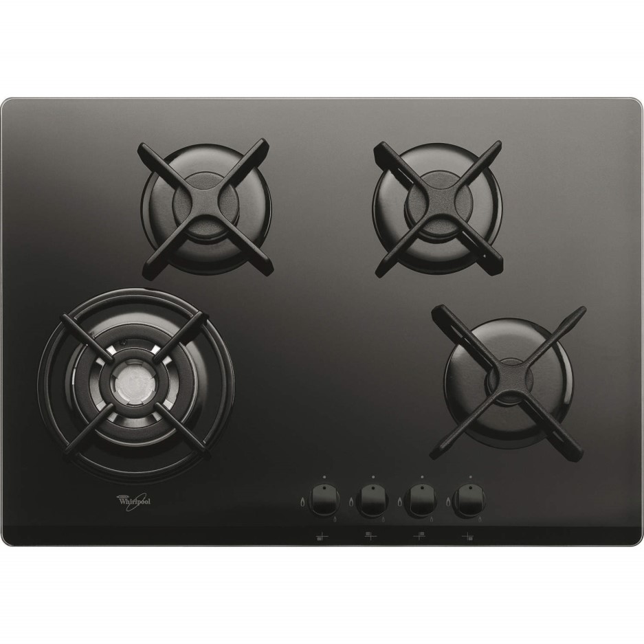 Whirlpool GOR7424NB 68cm Four Burner Gas-on-Glass Hob Black ...