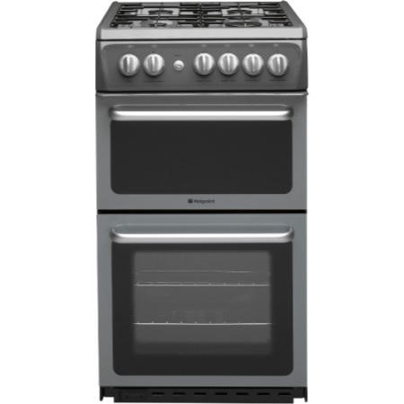 Hotpoint HAG51G 50cm Twin Cavity Gas Cooker Graphite | Appliances Direct