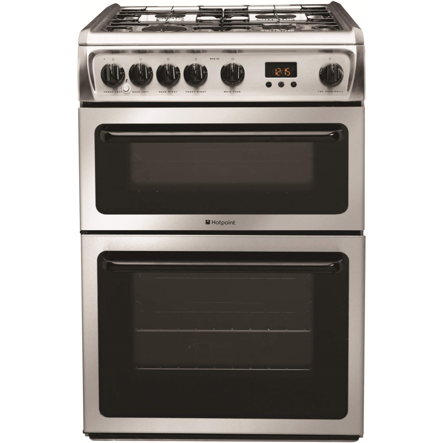 Hotpoint HAG60X 60cm Double Oven Gas Cooker - Stainless Steel ...