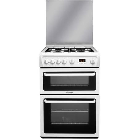 Refurbished Hotpoint HAGL60P 60cm Double Oven Gas Cooker With Lid White ...