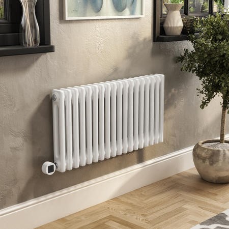 White Horizontal Column Smart Electric Radiator with Wi-Fi Thermostat ...