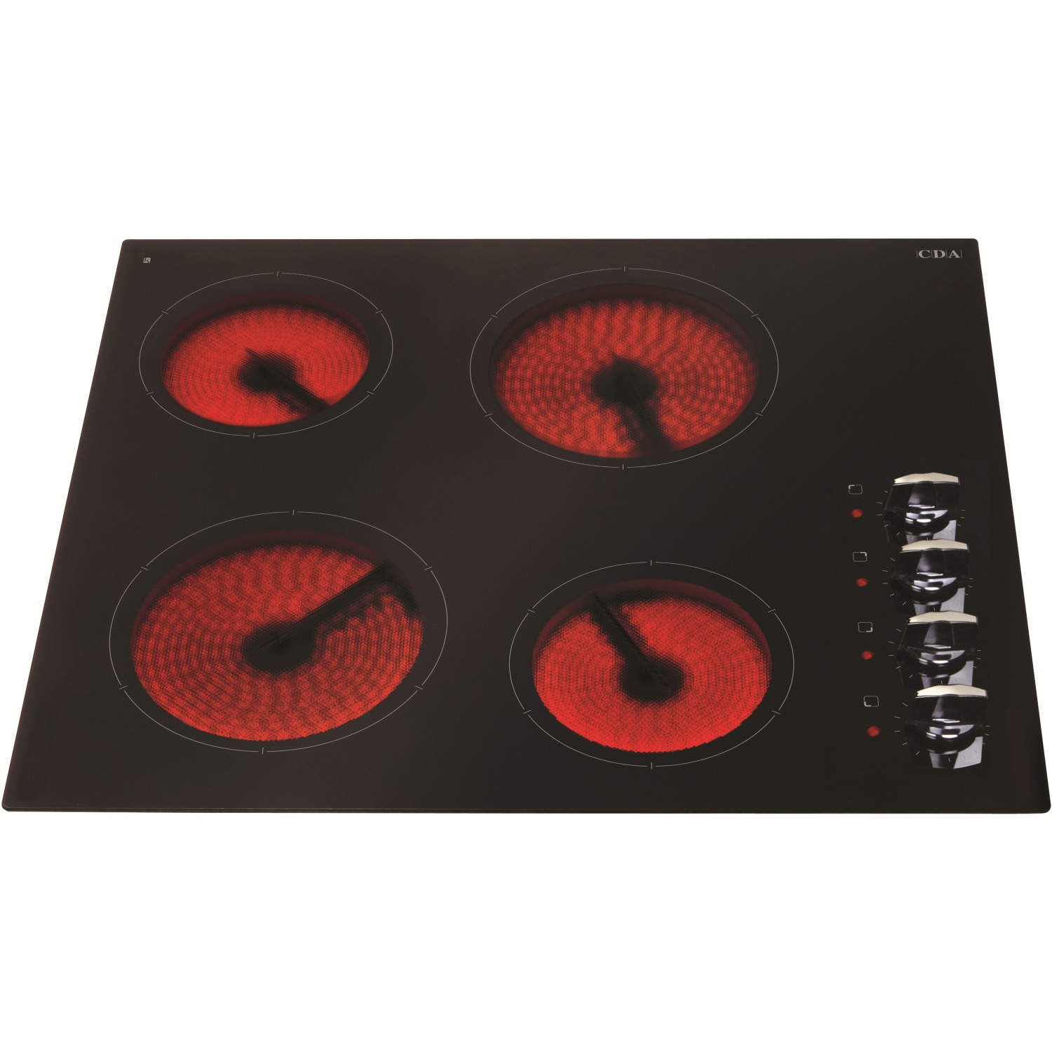 CDA HC6210FR Side Rotary Control Four Zone Frameless Ceramic Hob Black ...