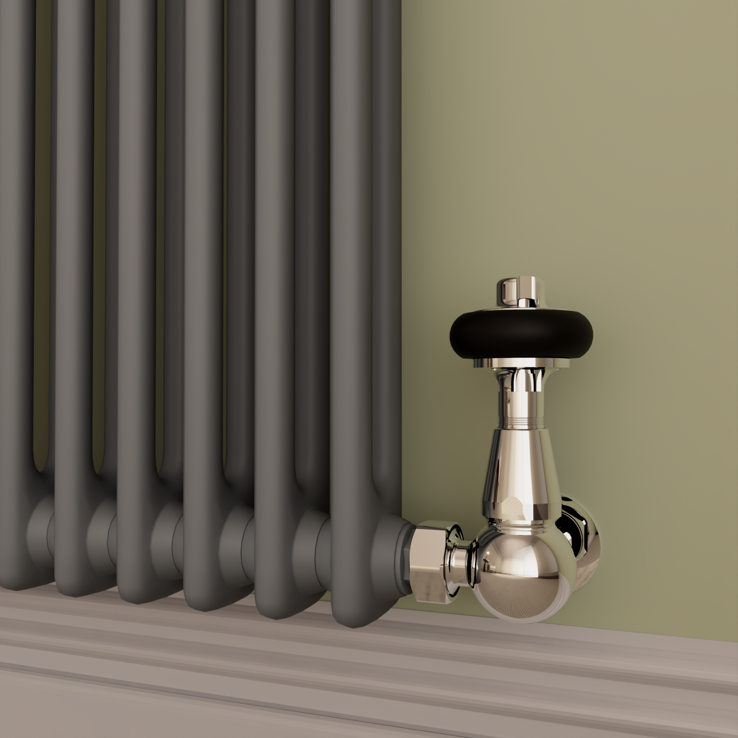 Reggio Anthracite Horizontal Double Column Traditional Radiator ...