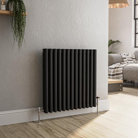 Reggio Midnight Black Horizontal Triple Column Traditional Radiator ...