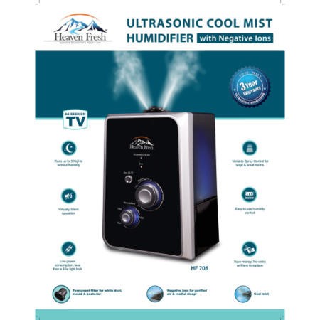 HeavenFresh HF708 Black Ultrasonic Cool Mist Humidifier | Appliances Direct
