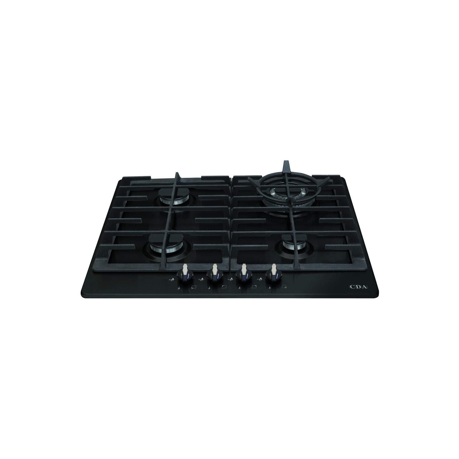CDA HG6320BL Four Burner Gas Hob With Wok Burner Black | Appliances Direct