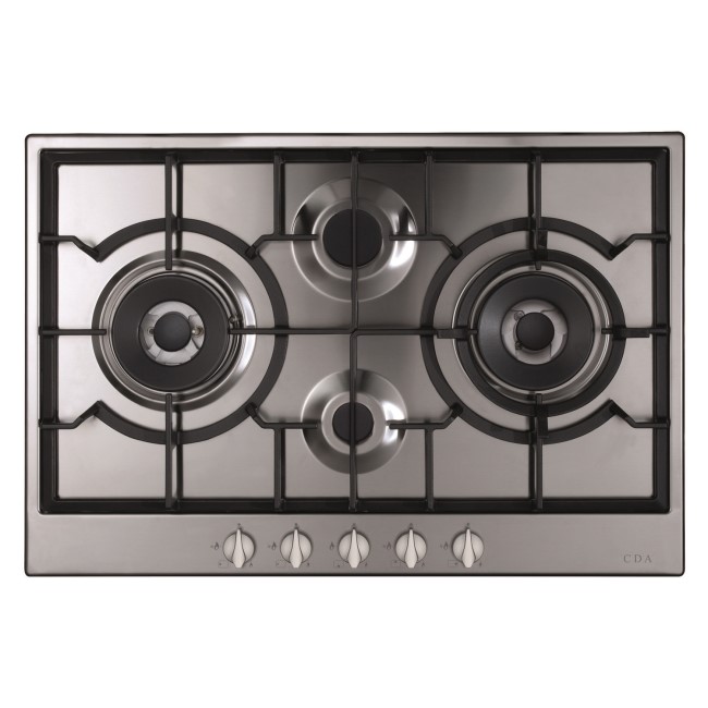 CDA 75cm 4 Burner Gas Hob with 2 Wok Burners - Stainless Steel HG7501SS ...