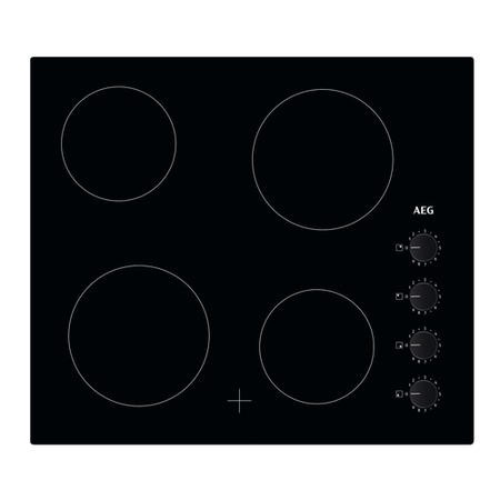 AEG 3000 Series 59cm 4 Zone Ceramic Hob with Knob Controls HK614000CB ...