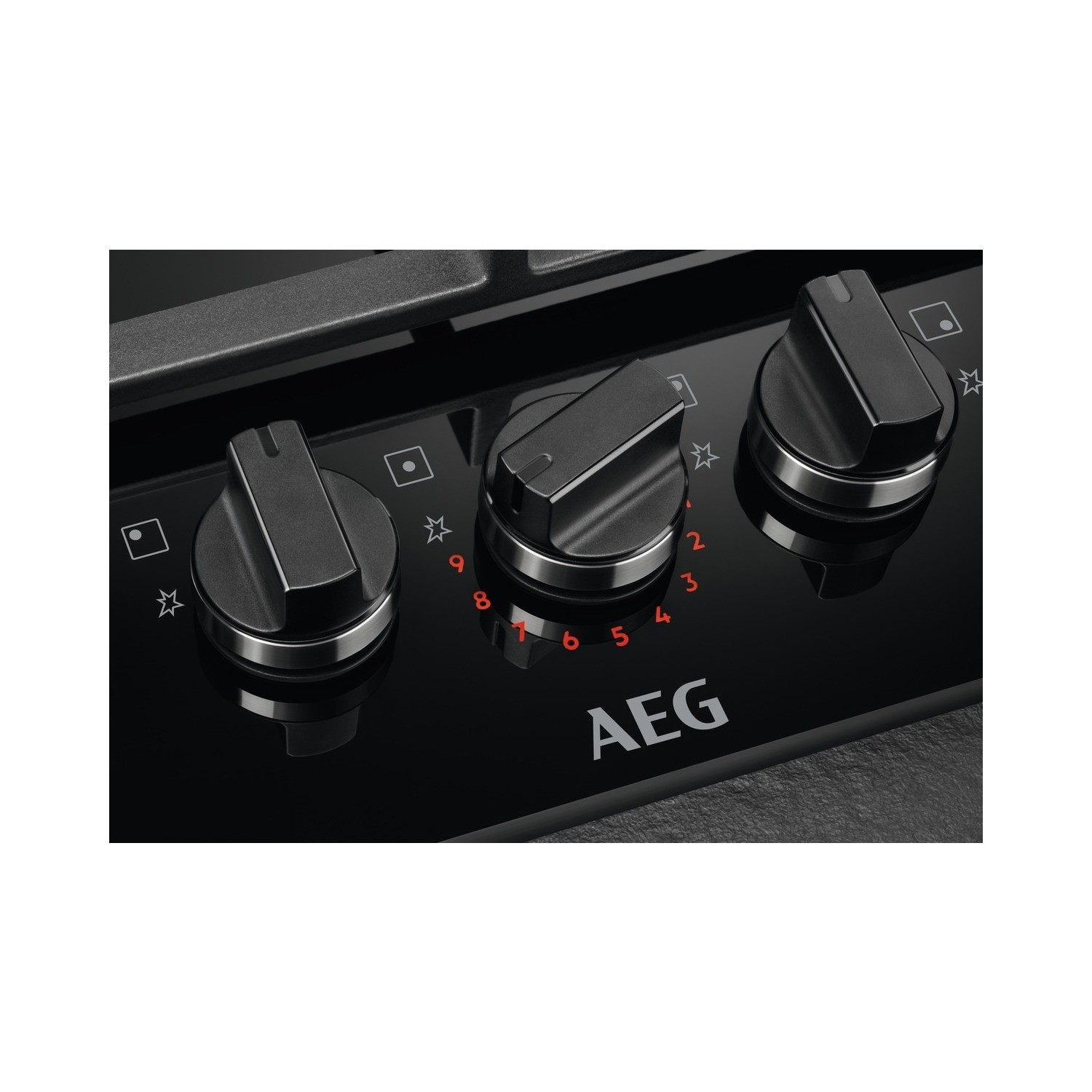 AEG 90cm 5 Burner Gas-on-Glass Hob - Black HKB95450NB | Appliances Direct