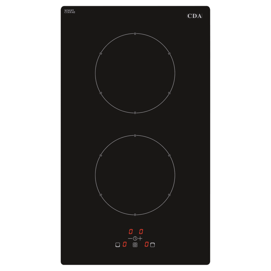 CDA HN3621FR Domino Glass 30cm Induction Hob 2 Zone - Stainless Steel ...