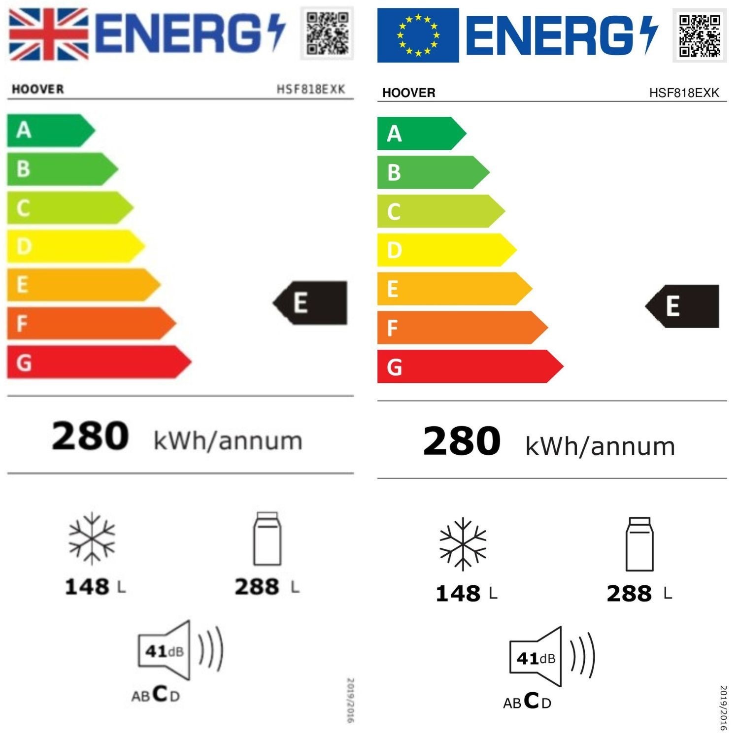 Hoover 436 Litre French Style American Fridge Freezer - Silver ...