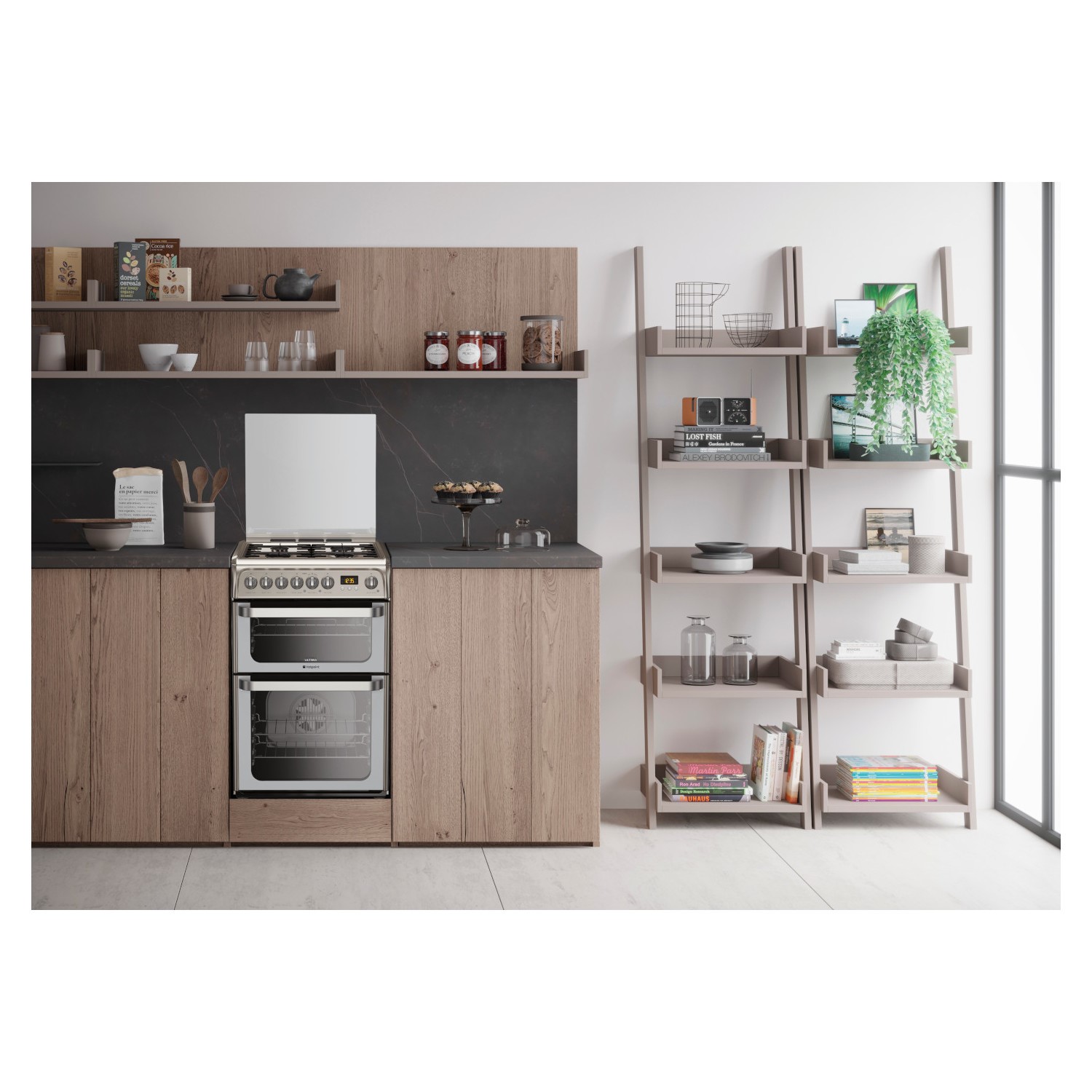 Hotpoint Ultima 60cm Double Oven Dual Fuel Cooker - Stainless Steel ...