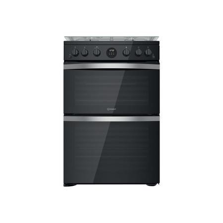 Refurbished Indesit ID67G0MCBUK 60cm Double Oven Gas Cooker Black ...