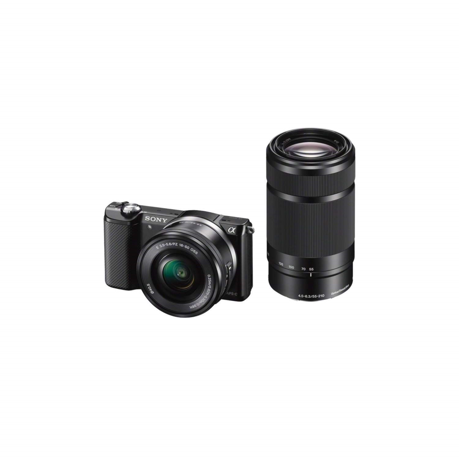 Sony ILCE-5000 Alpha A5000 SLR Camera Black 16-50mm 55-210mm ILCE5000YB ...