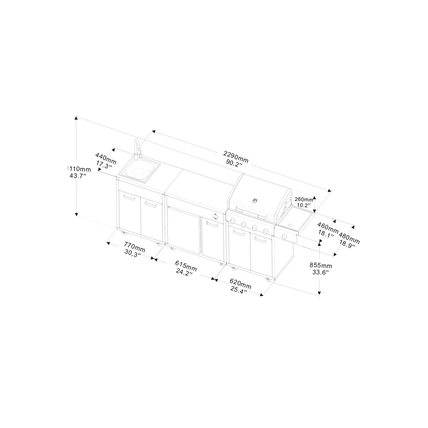 Boss Grill Outdoor Kitchen - 4 Burner Gas BBQ Grill with Beverage ...