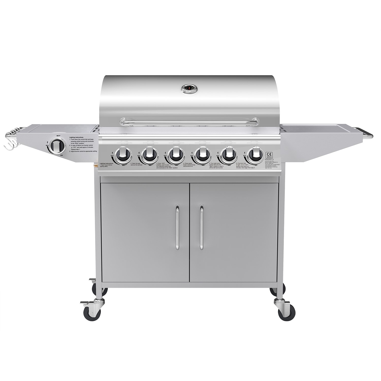 Boss Grill Georgia Classic - 6 Burner Gas BBQ Grill with Side Burner ...