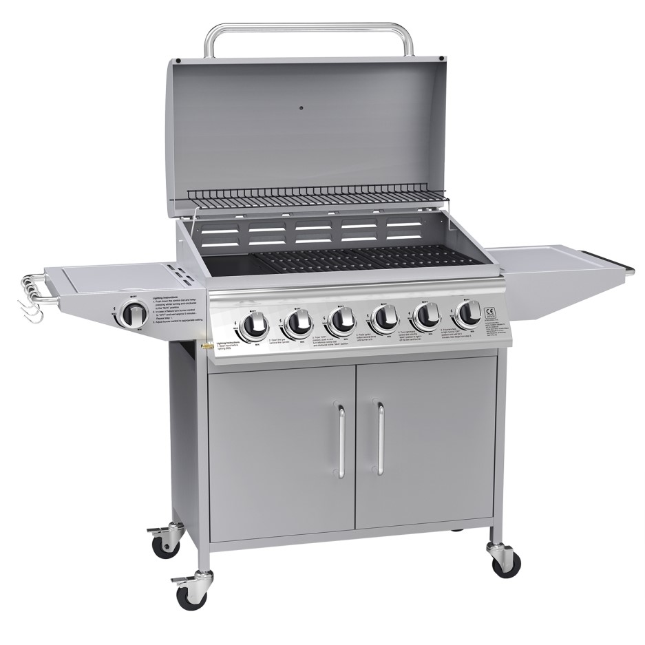Boss Grill Georgia Classic - 6 Burner Gas BBQ Grill with Side Burner ...