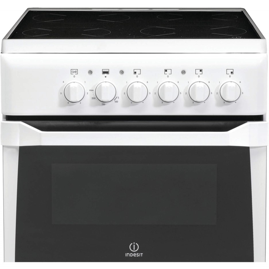 Indesit IT50CWS 50cm Double Cavity Electric Cooker With Ceramic Hob ...