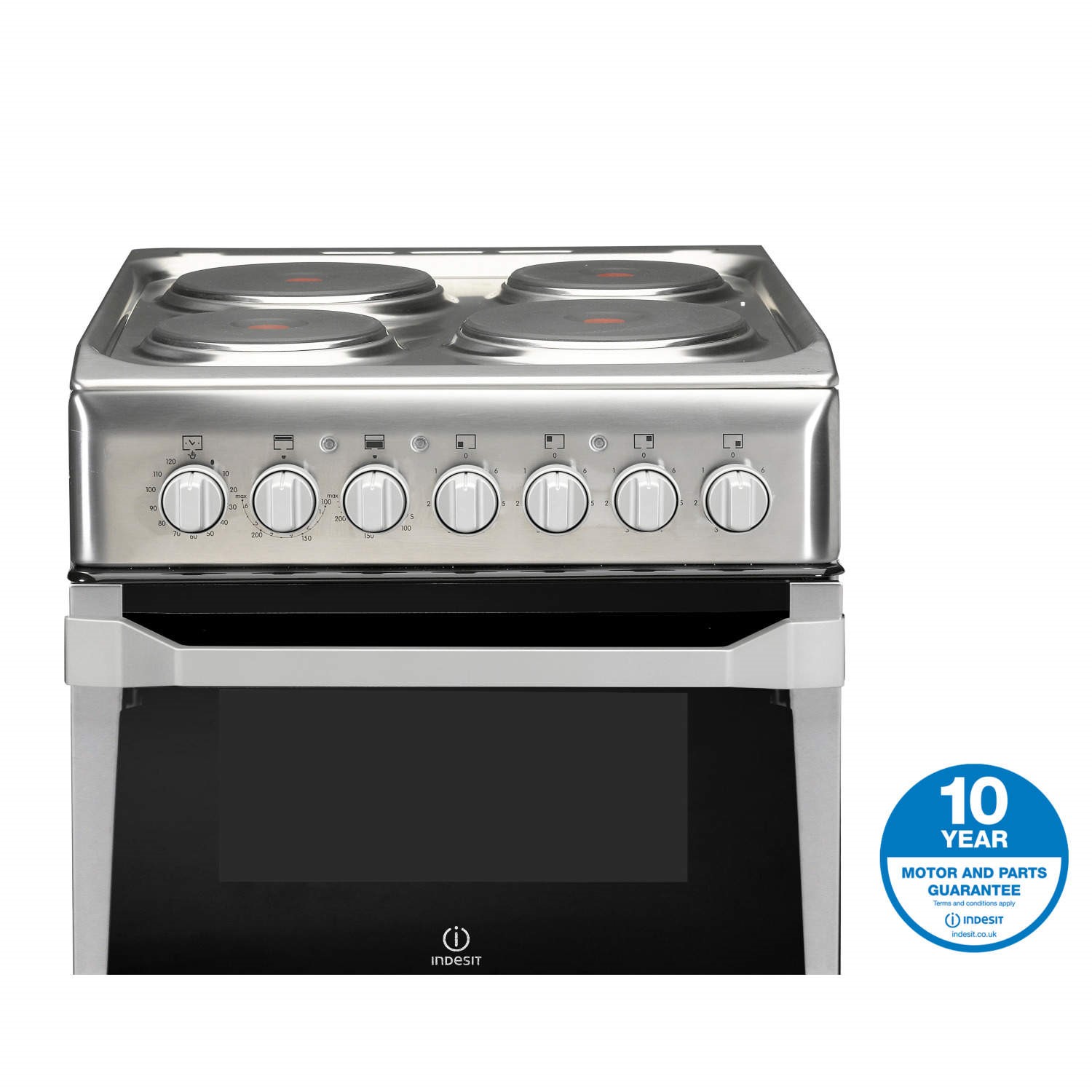 Indesit IT50E1XXS 50cm Wide Dual Cavity Electric Cooker - Stainless ...