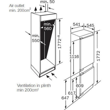 NEFF K9524X7GB Static 70-30 Fixed Hinge Integrated Fridge Freezer ...