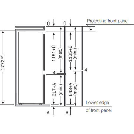 NEFF K9524X7GB Static 70-30 Fixed Hinge Integrated Fridge Freezer ...