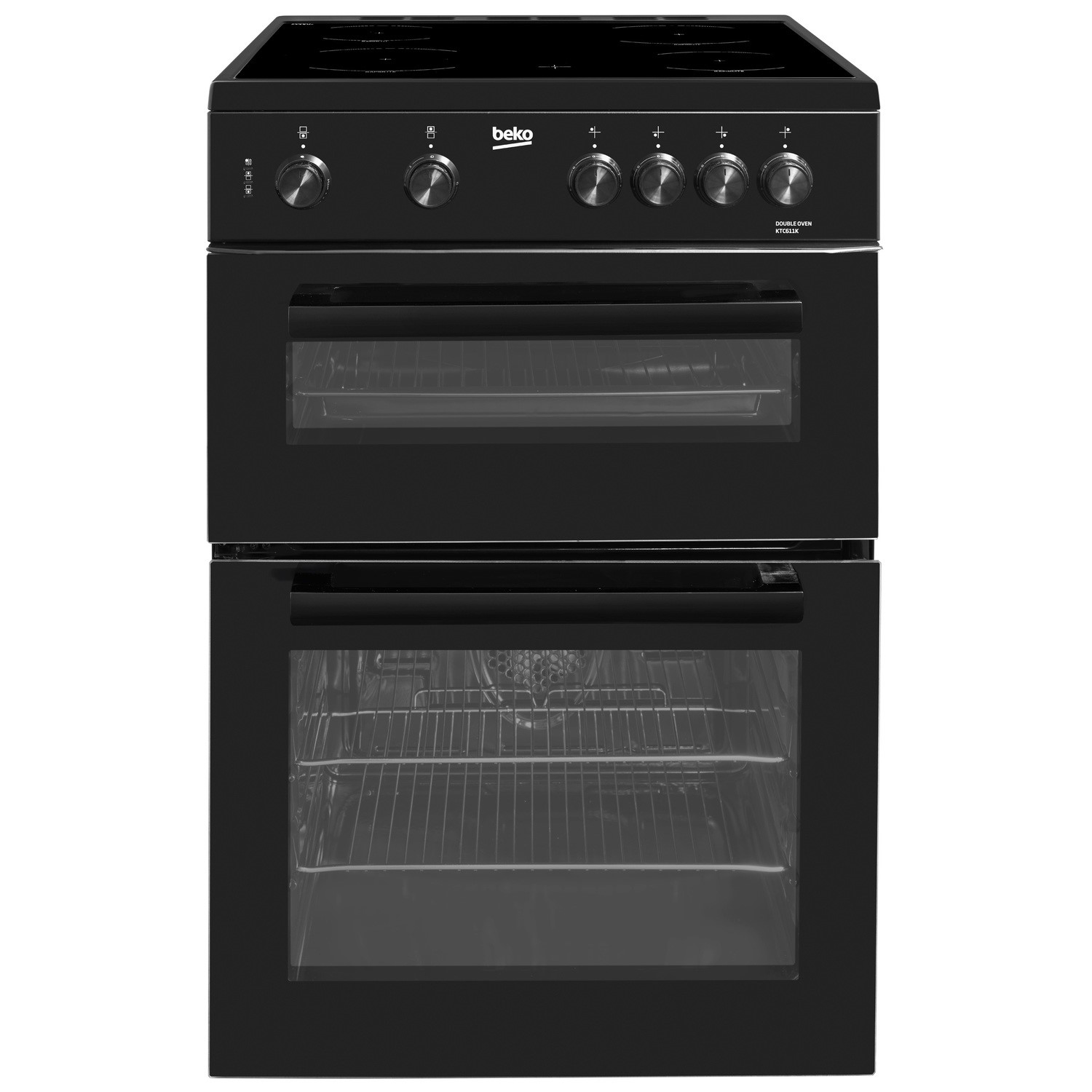 Beko 60cm Twin Cavity Electric Cooker - Black KTC611K | Appliances Direct