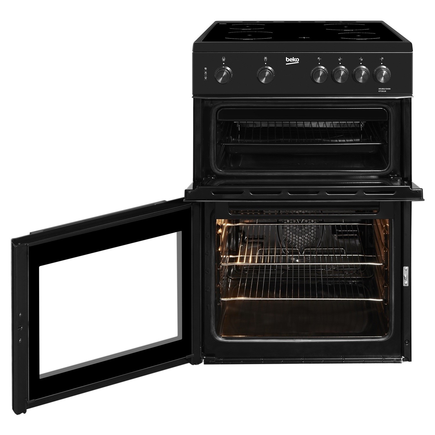 Beko 60cm Twin Cavity Electric Cooker - Black KTC611K | Appliances Direct