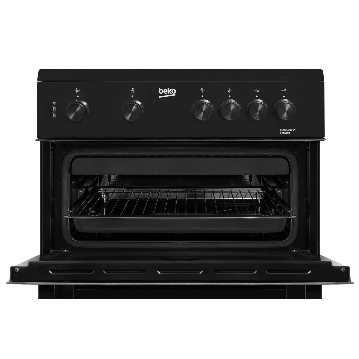 Beko 60cm Twin Cavity Electric Cooker - Black KTC611K | Appliances Direct