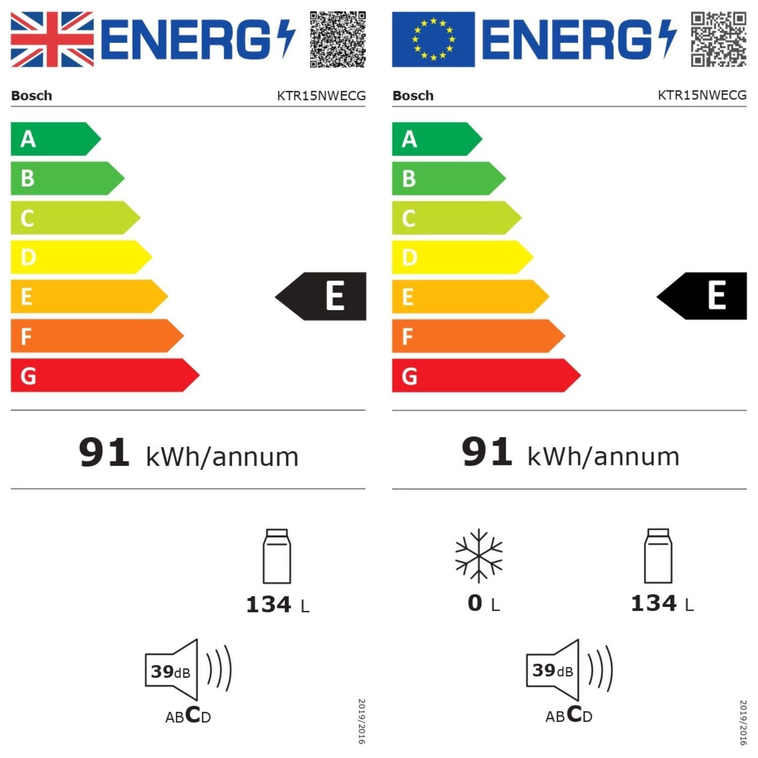 Bosch Series 2 134 Litre Freestanding Fridge - White KTR15NWECG | Appliances Direct