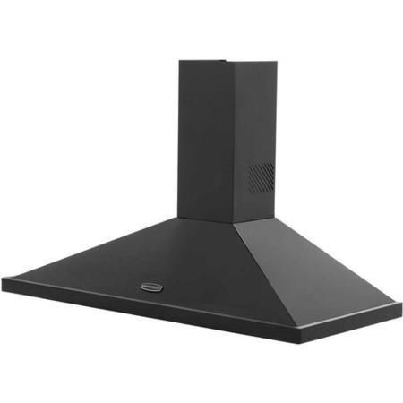 Rangemaster 110cm Chimney Cooker Hood - Black with Brass Badge ...