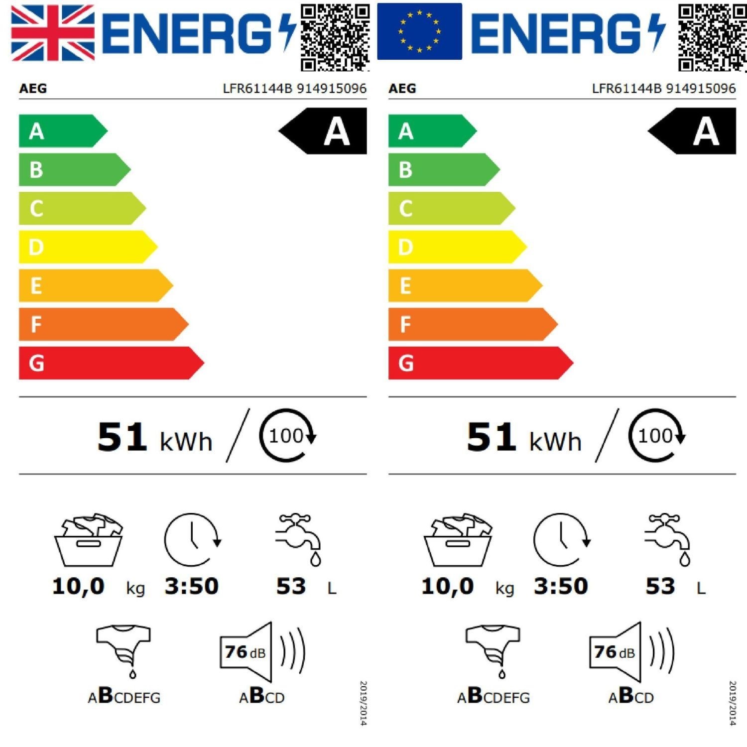 AEG 6000 Series ProSense® 10kg 1400rpm Washing Machine - White ...