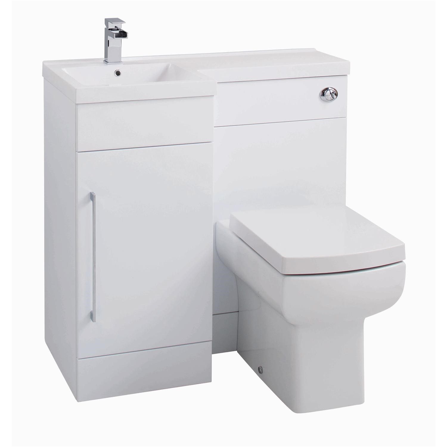 White L-Shaped Basin & WC Unit - W900 x H860mm LITHP010 | Appliances Direct