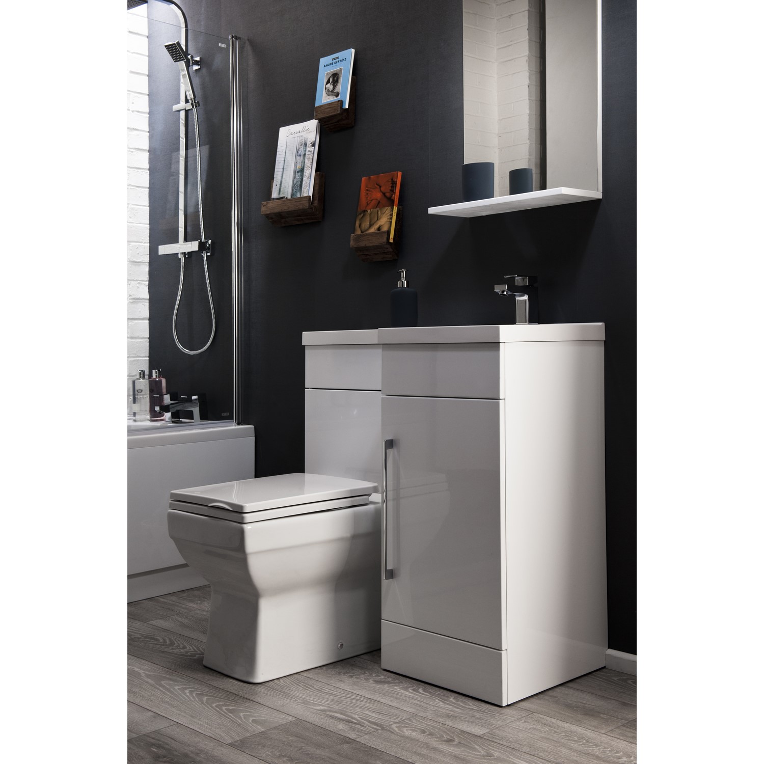 White L-Shaped Basin & WC Unit - W900 x H860mm LITHP010 | Appliances Direct