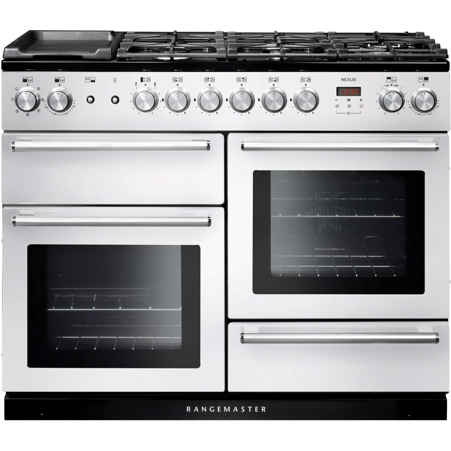 Rangemaster 106110 Nexus 110cm White And Chrome Dual Fuel Range Cooker ...