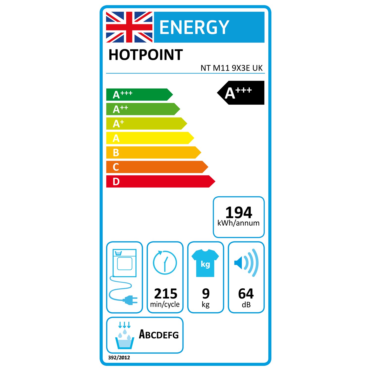 Hotpoint 9kg Freestanding Heat Pump Tumble Dryer - White NTM119X3EUK | Appliances Direct