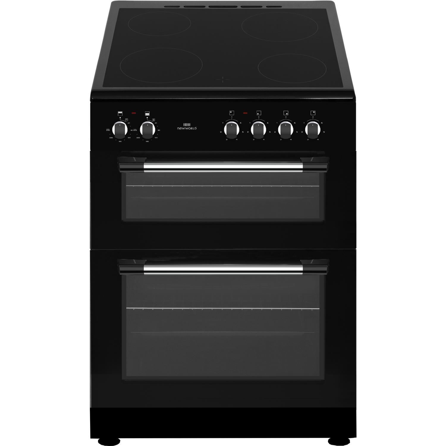New World NWTOP62CB 60cm Black Electric Twin Cavity Ceramic Cooker ...