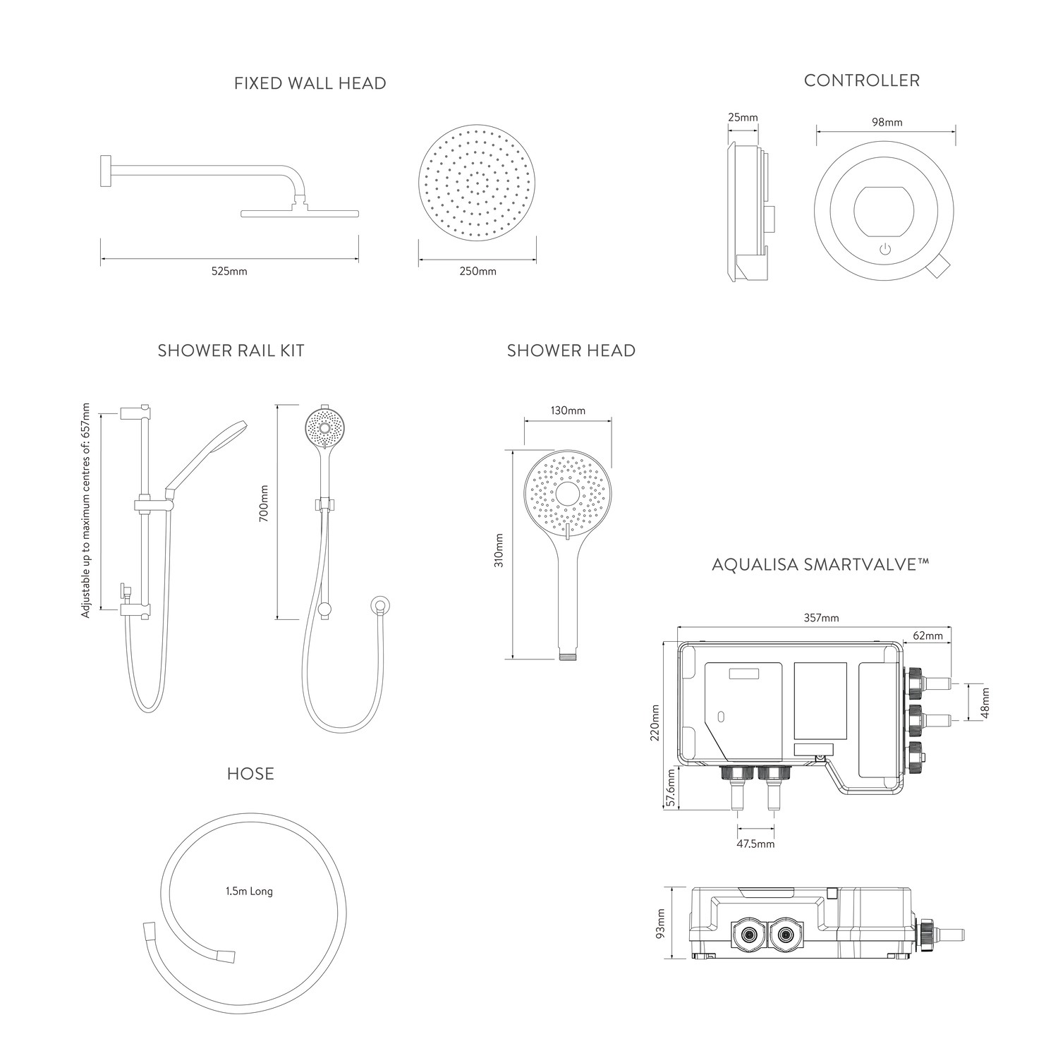 Aqualisa Optic Q Smart Digital Shower Concealed with Adjustable and ...
