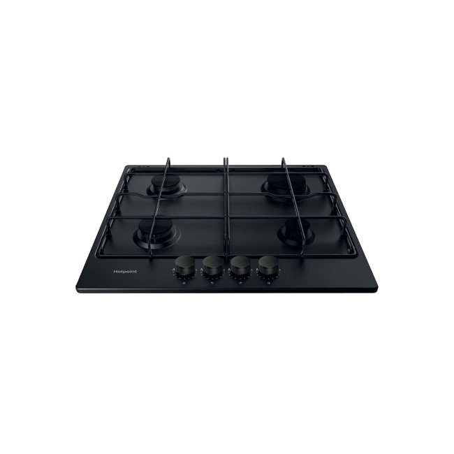 Hotpoint 58cm 4 Burner Gas Hob - Black PPH60PFNB | Appliances Direct