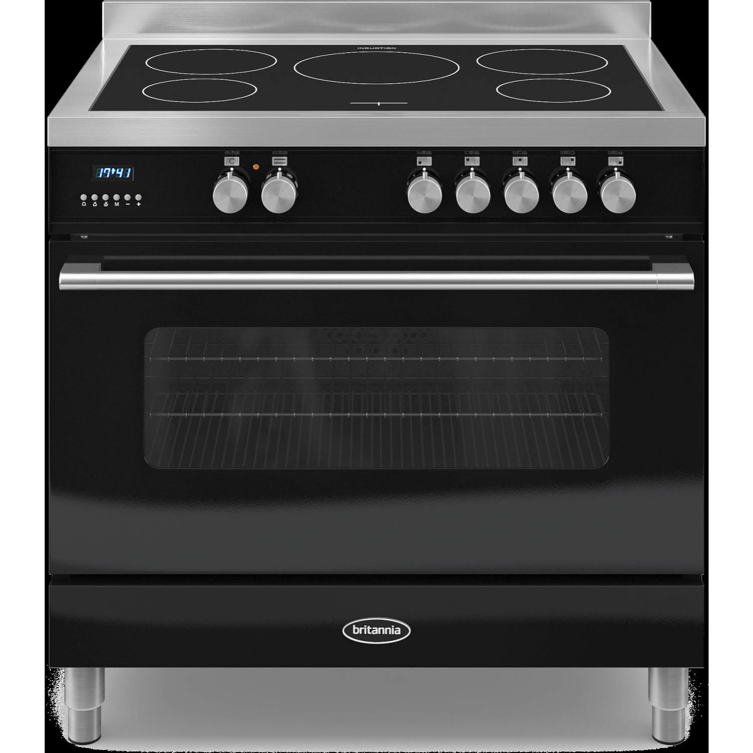 Britannia RC 9SI DE K Delphi Single Oven 90cm Electric Range Cooker With Induction Hob Gloss Black Appliances Direct