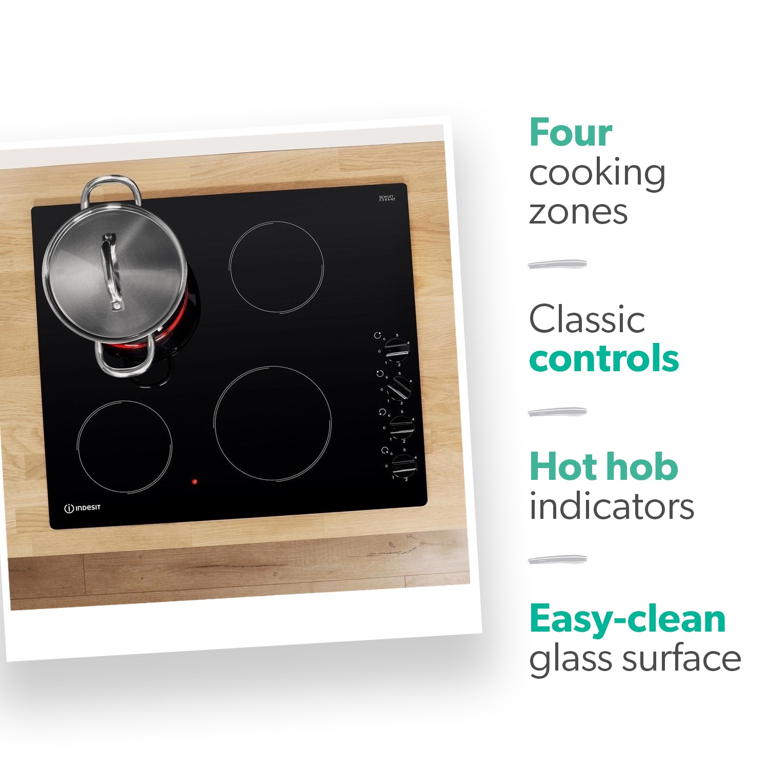 Refurbished Indesit RI860C 58cm 4 Zone Knob Control Ceramic Hob A2 ...