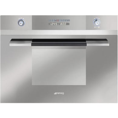 Smeg SC45MCSG2 Linea Compact Combination Microwave Oven - Silver Glass ...