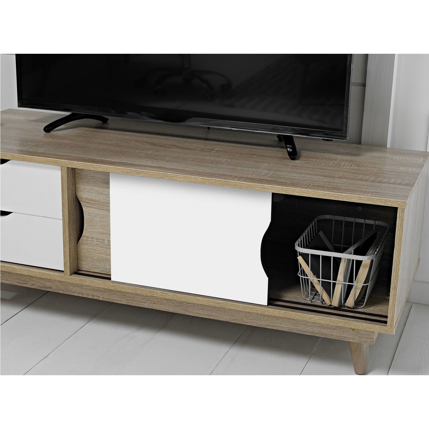 LPD Scandi Oak and White TV Unit - TV's up to 55" SCANDITVWHI ...