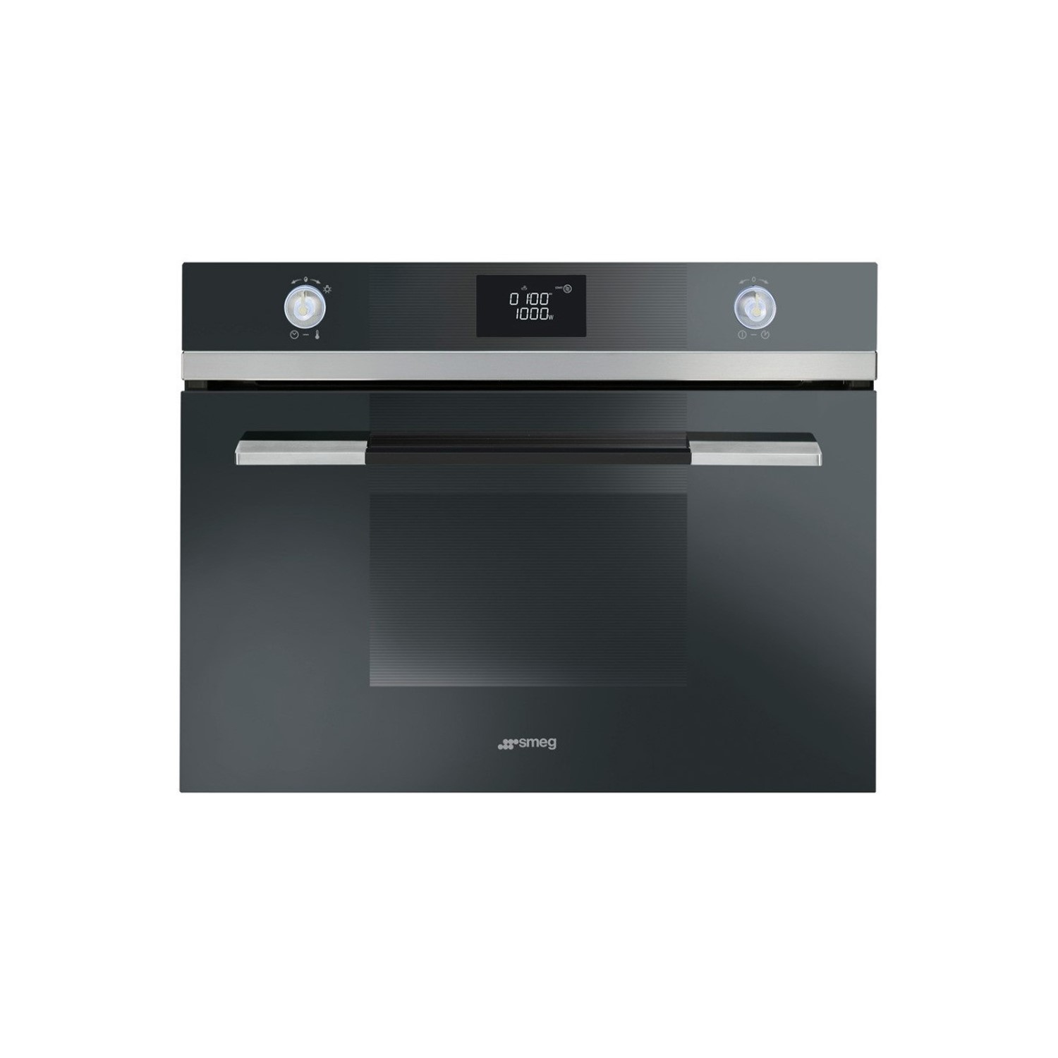 Smeg SF4120MN Linea Compact Height Built-in Microwave with Grill Black ...