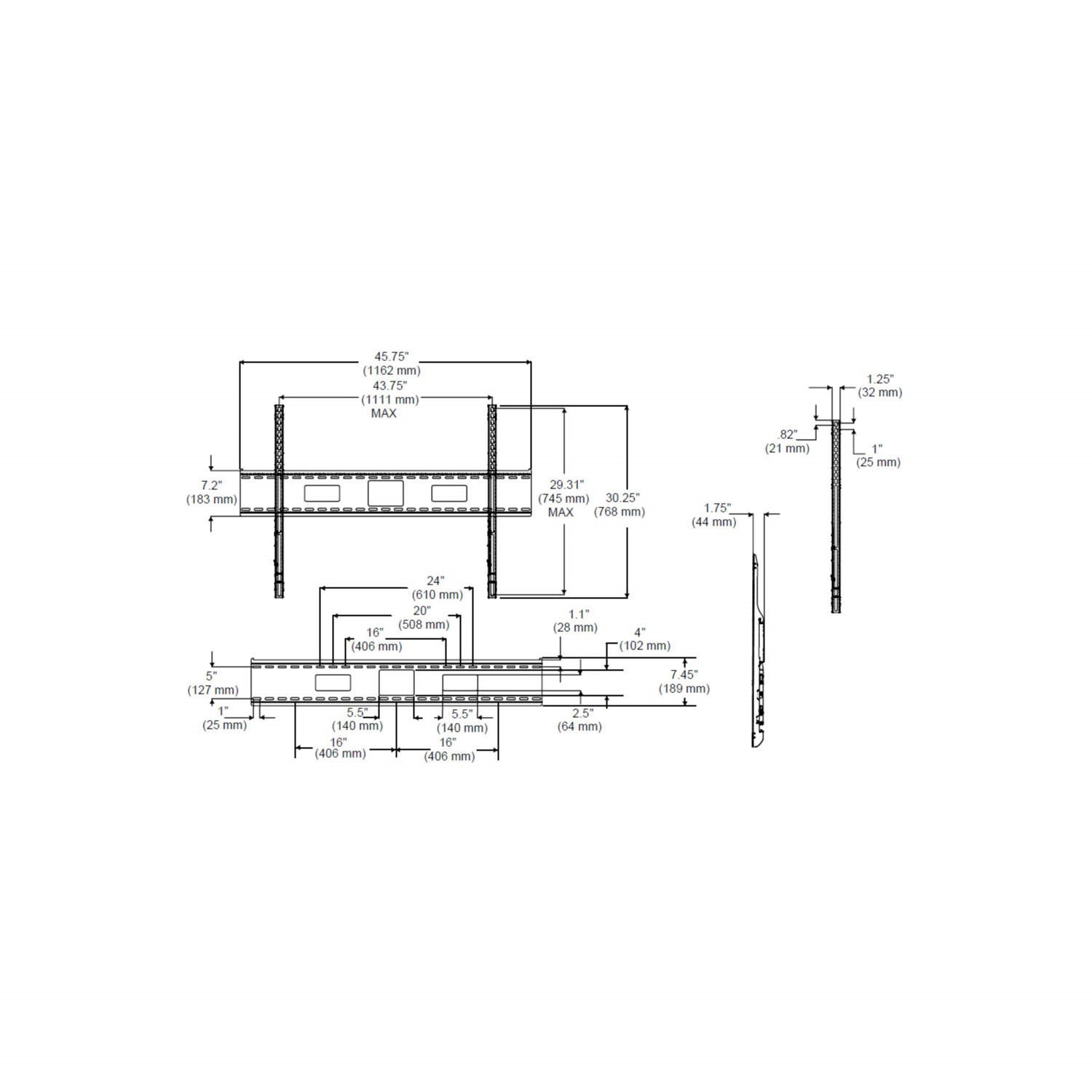 Peerless SF680P Flat Wall Mount TV Bracket - Up to 102 Inch ...