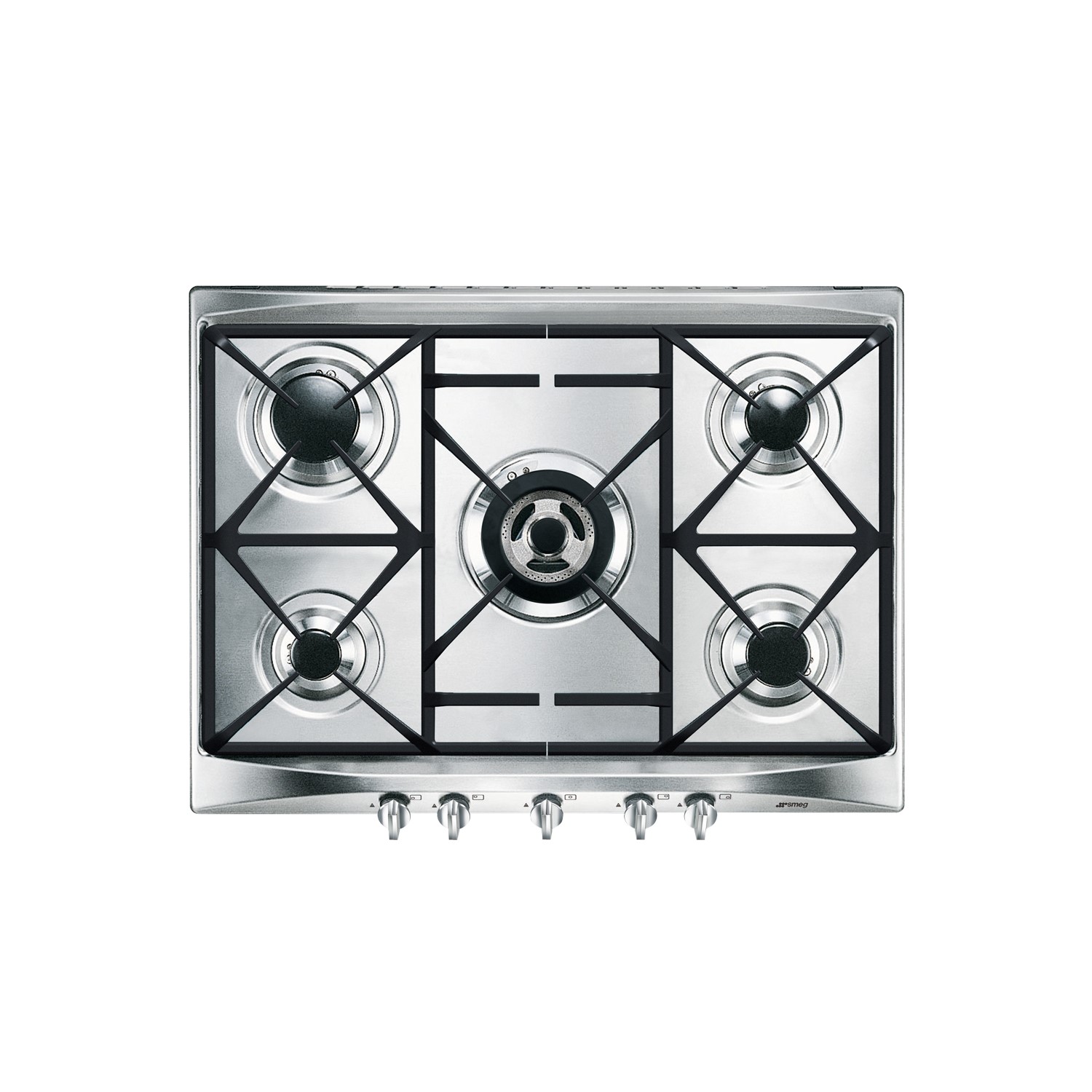 Smeg SR275XGH Cucina 70cm Stainless Steel 5 Burner Gas Hob with Cast ...